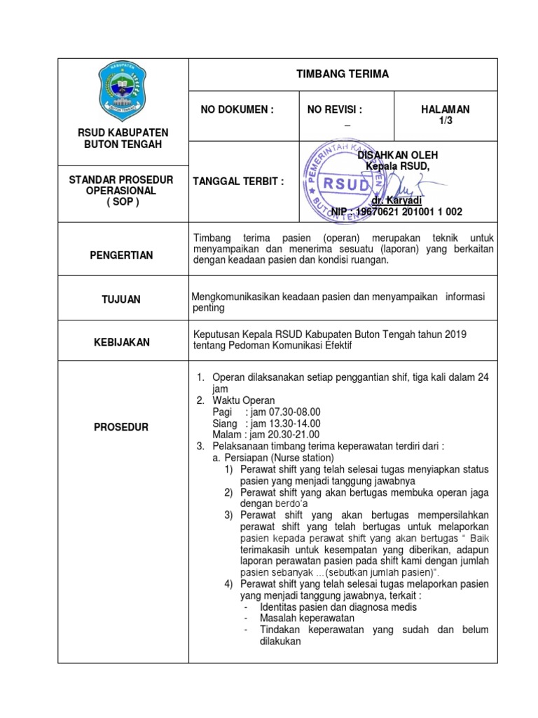 SOP Timbang Terima | PDF