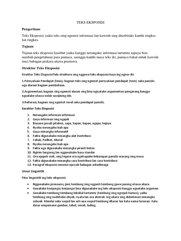 Teks Eksposisi Bahasa Jawa | PDF