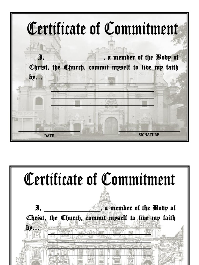 Certificate of Commitment | PDF | Western Christianity | Protestant ...