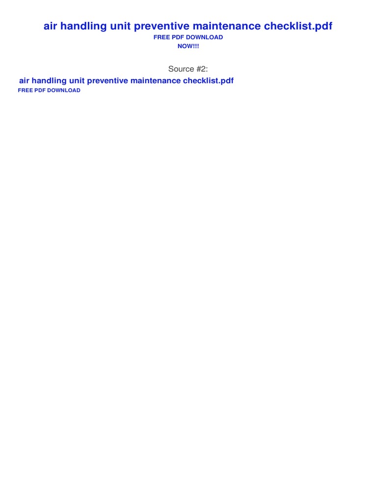 Air Handling Unit Preventive Maintenance Checklist PDF | PDF | Heat ...