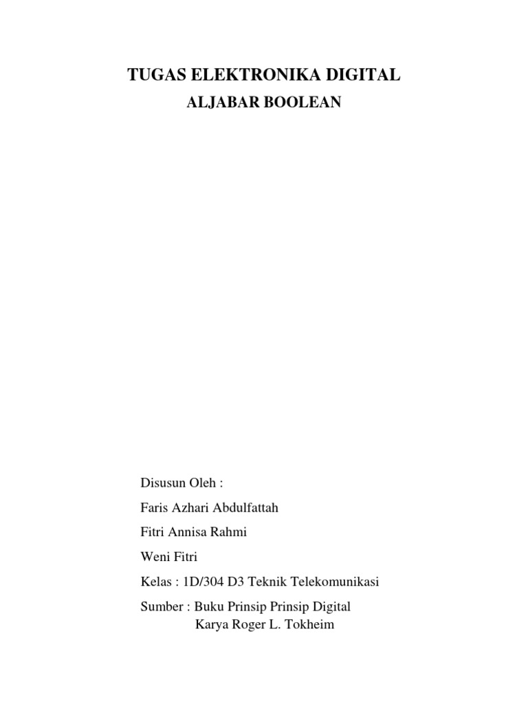 Contoh Soal Aljabar Boolean | PDF