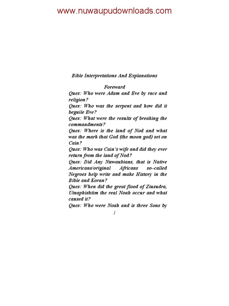 Bible Interpretations and Explanations Book | PDF | Adam And Eve | Moses
