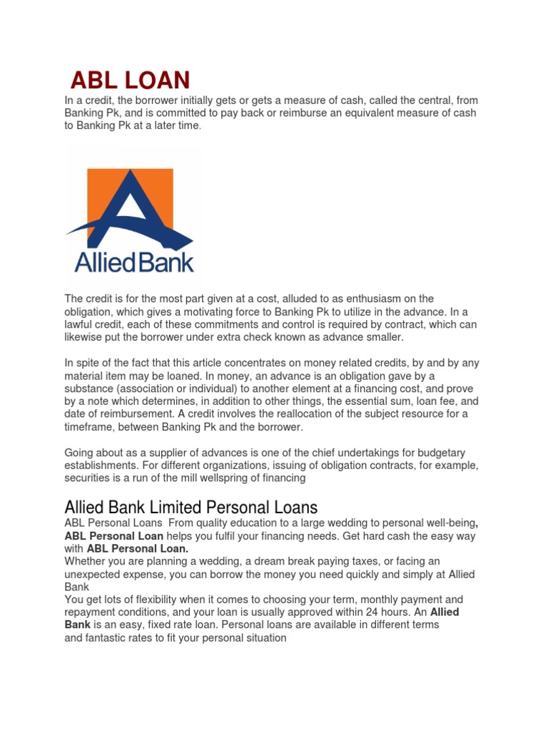 Abl Loan | PDF | Debit Card | Automated Teller Machine