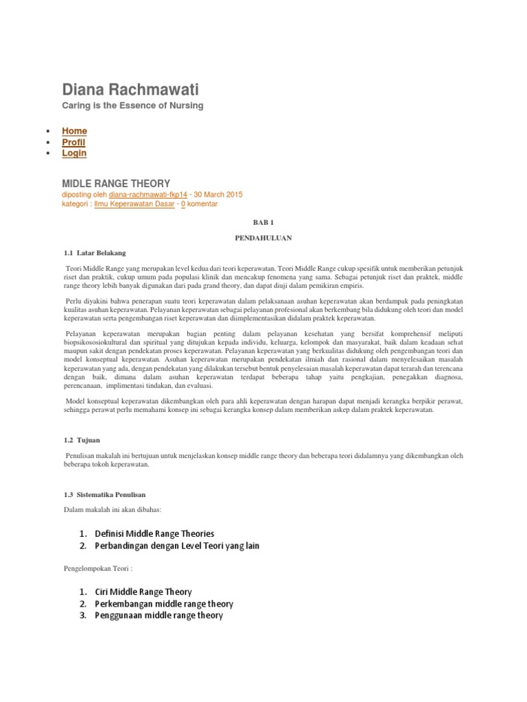 Teori Middle Range dalam Keperawatan | PDF