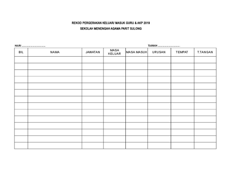 Rekod Pergerakan Keluar Masuk Guru & Akp | PDF