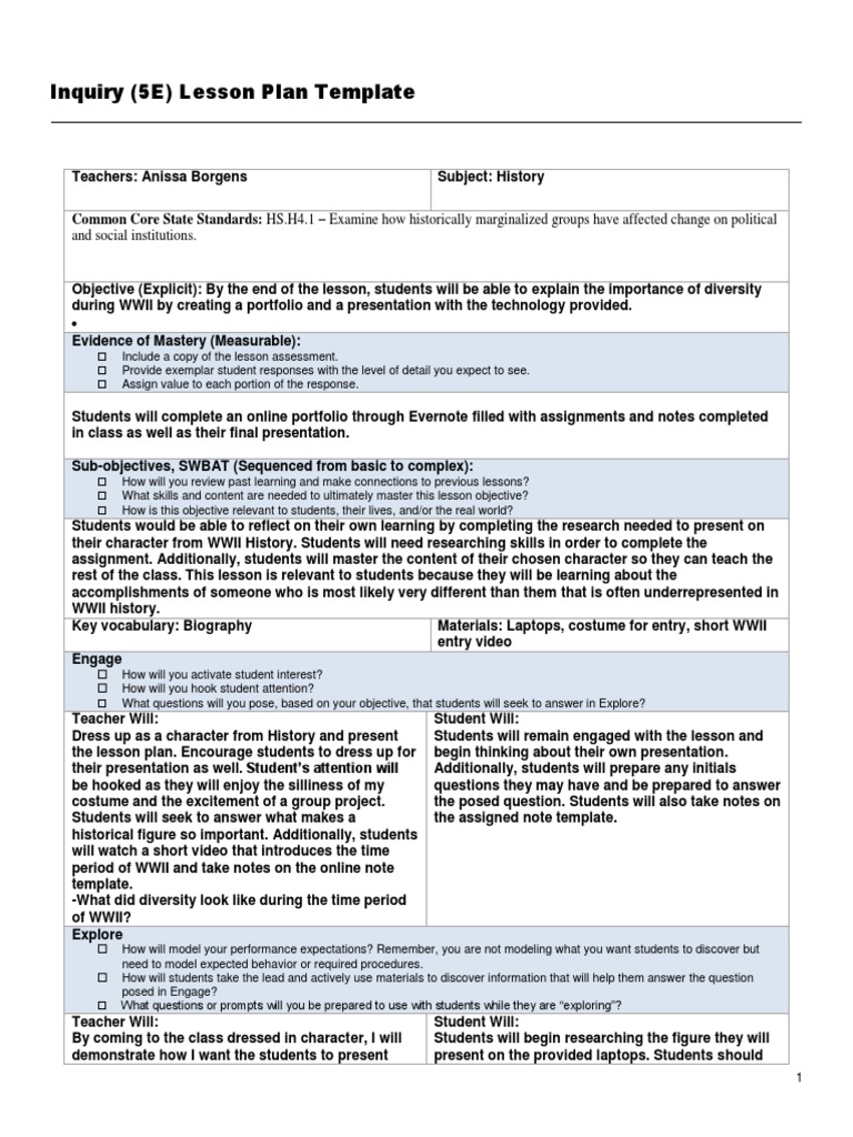 Inquiry-Based Lesson Plan | Download Free PDF | Lesson Plan | Education ...