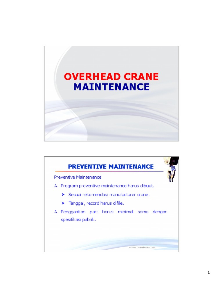 Overhead Crane Maintenance and Operations | PDF