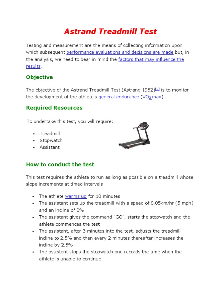 Astrand Treadmill Test Protocol | PDF | Sports Science | Recreation