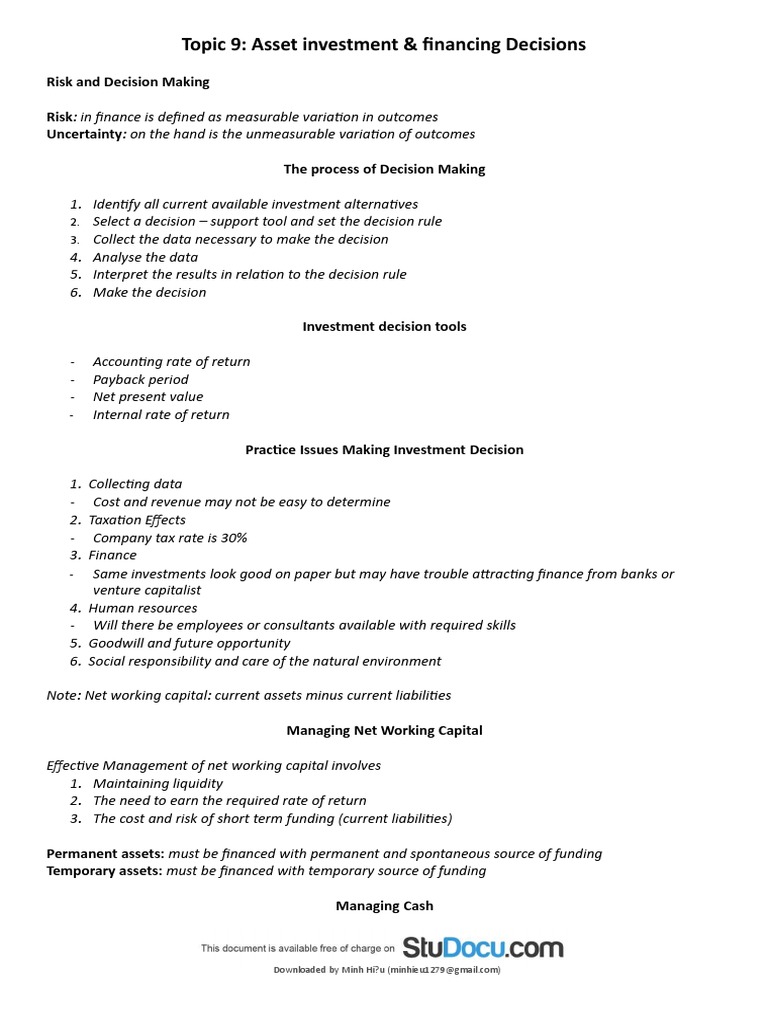 Accounting For Decision Making Notes Lecture Notes Lectures 1 13 | PDF ...
