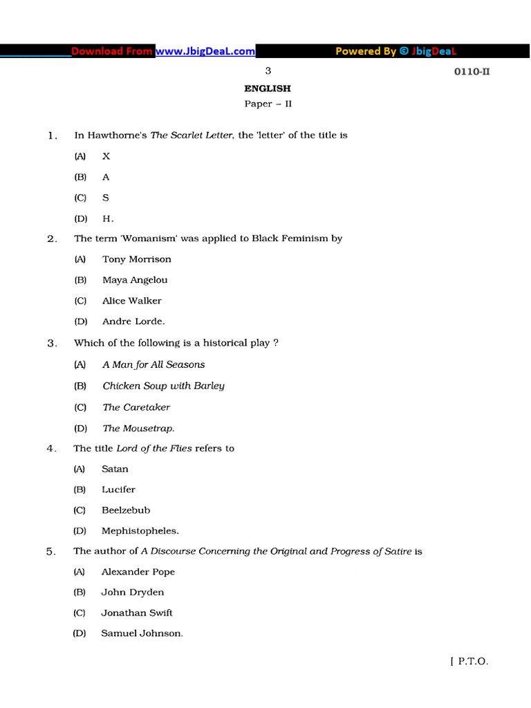 English Paper II | PDF | Poetry