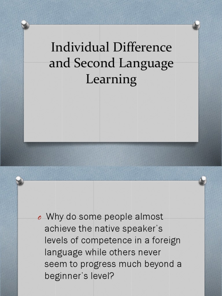 Individual Differences | PDF | Second Language | Learning Styles