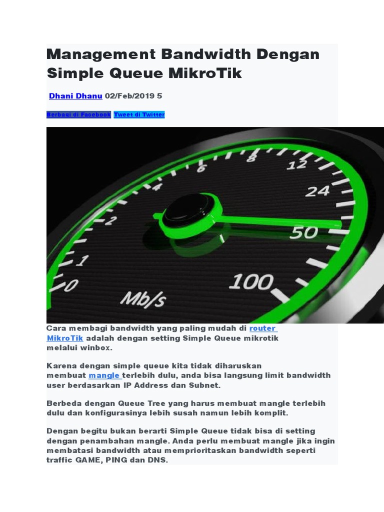 Management Bandwidth Dengan Simple Queue MikroTik | PDF