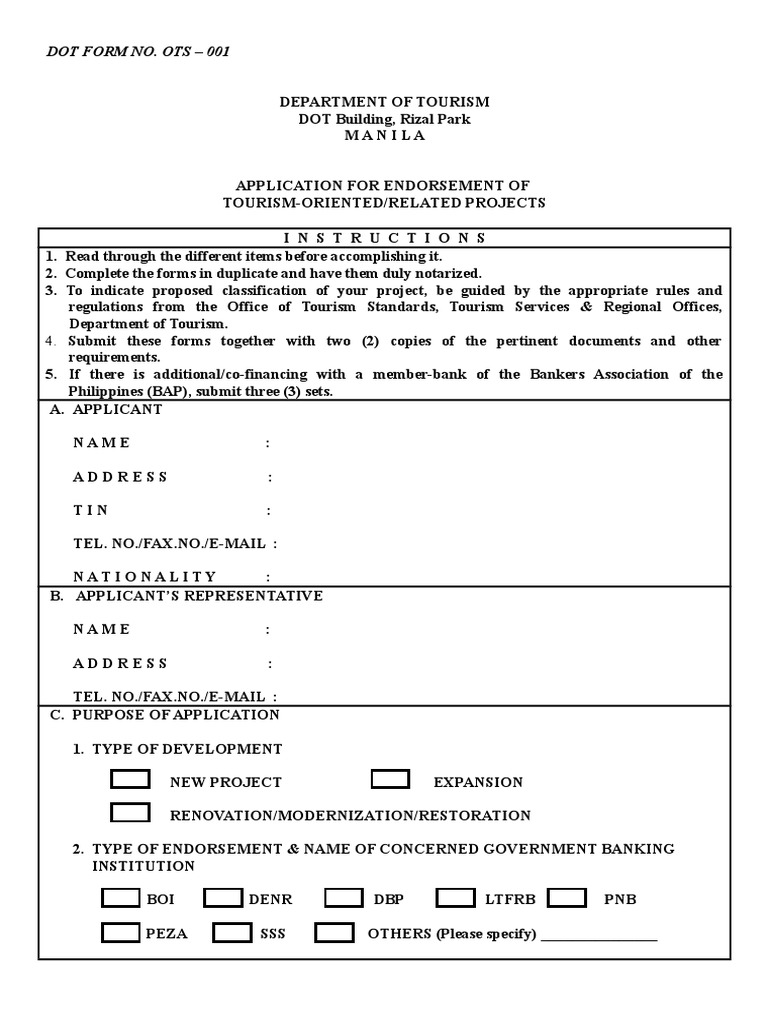 Application Form (OTS - 001) | PDF | Affidavit | Economies