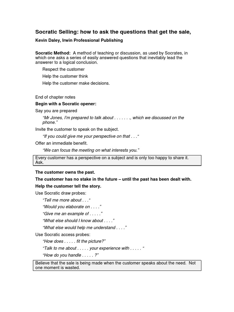 Sales, How To Ask Questions PDF | PDF | Question | Socrates