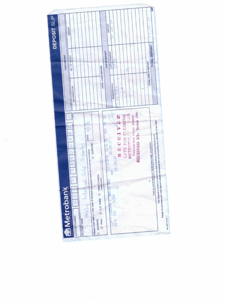 Sample Deposit Slip | PDF