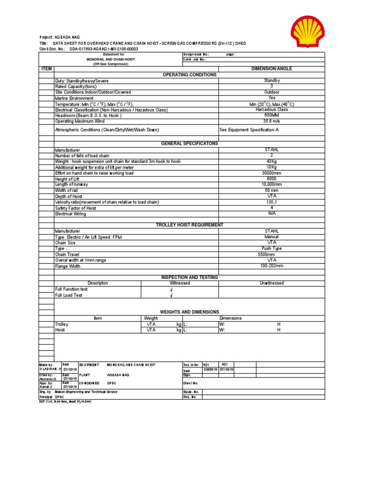 Overhead Crane & Hoist Datasheet | PDF | Crane (Machine) | Manufactured Goods