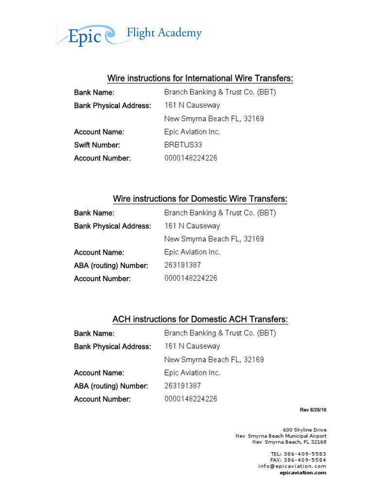 Tuition Bank Wire Instructions 2016 PDF | PDF