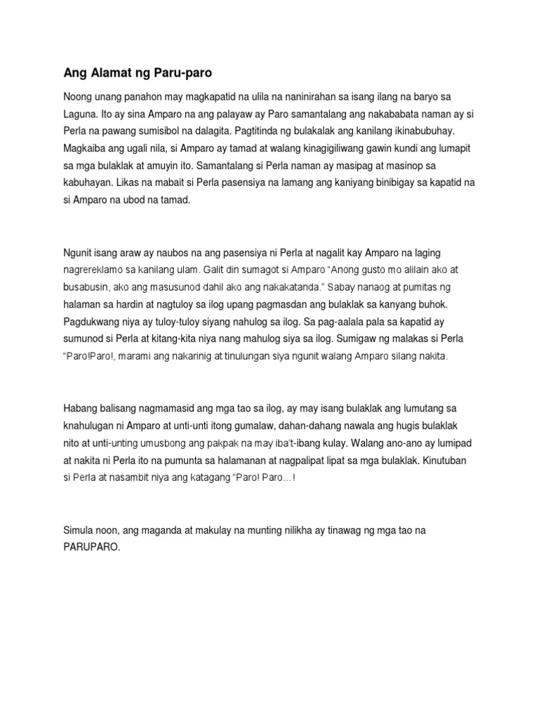 Ang Alamat NG Paru-Paro | PDF