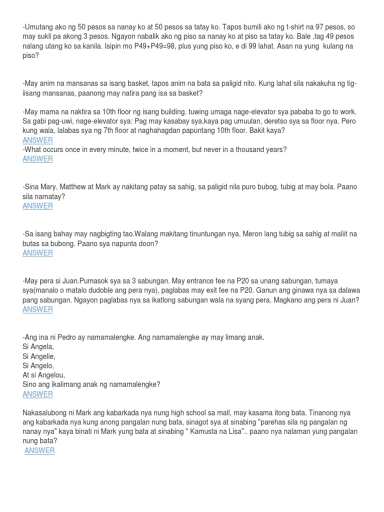 Filipino 7 Palaisipan | PDF