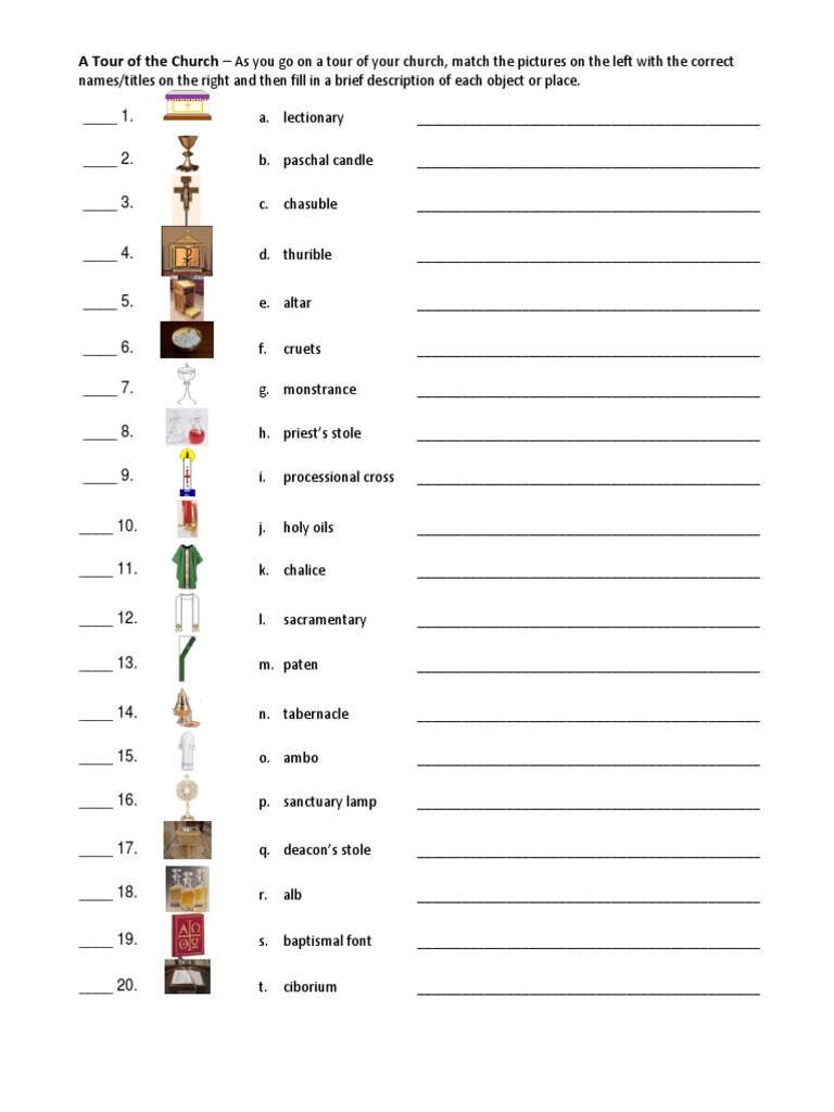 Church Tour Worksheet for Students | PDF | Christian Behaviour And ...