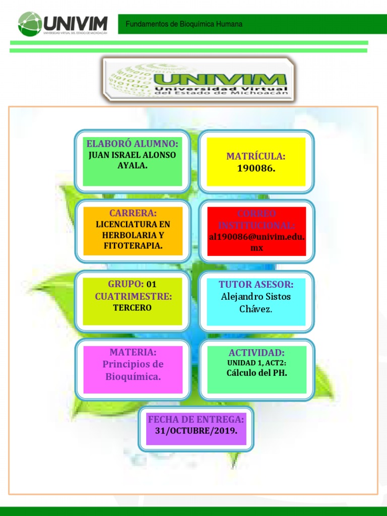 U1 Act2 Calculo Del PH | PDF | Ph | Ácido