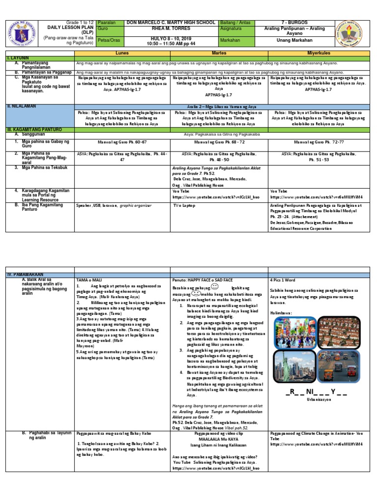 AP 7 DLL 1st Quarter Week 6 | PDF