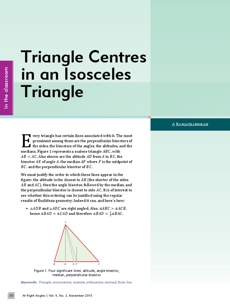 Triangle Centres in An Isosceles Triangle PDF | PDF | Triangle | Perpendicular