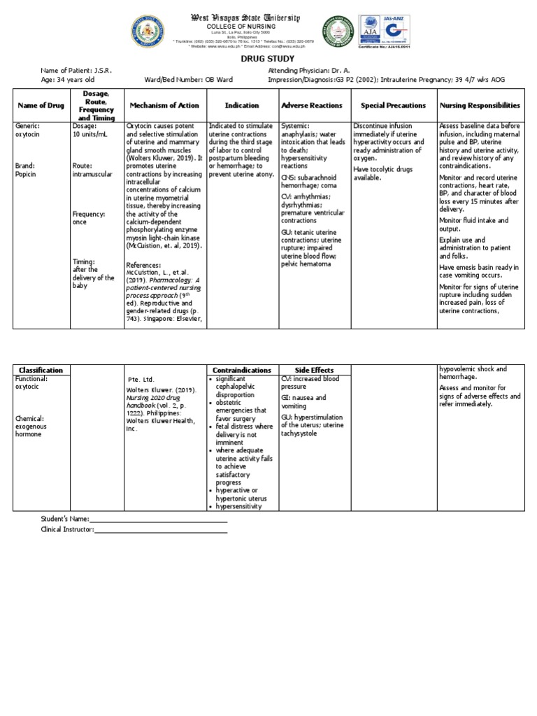 Drug Study Intrapartum Drugs | PDF | Adverse Effect | Hepatitis B