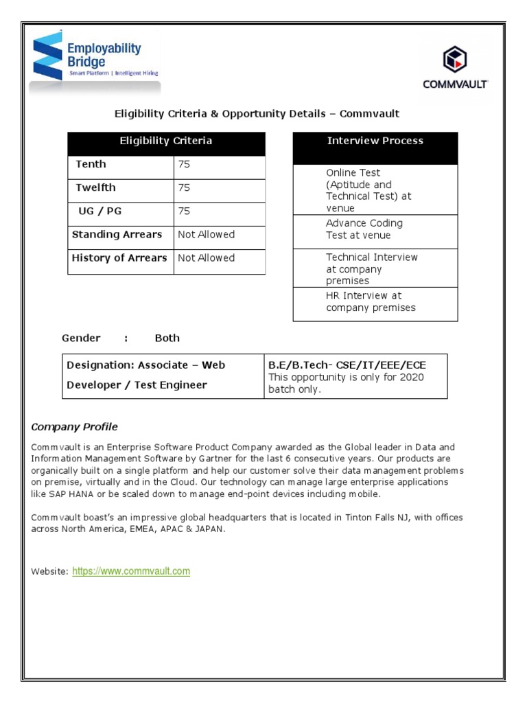 Commvault Job Description | PDF | Java Script | World Wide Web