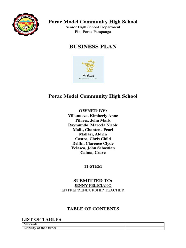 Business Plan Entrep | PDF | Breads | Sales