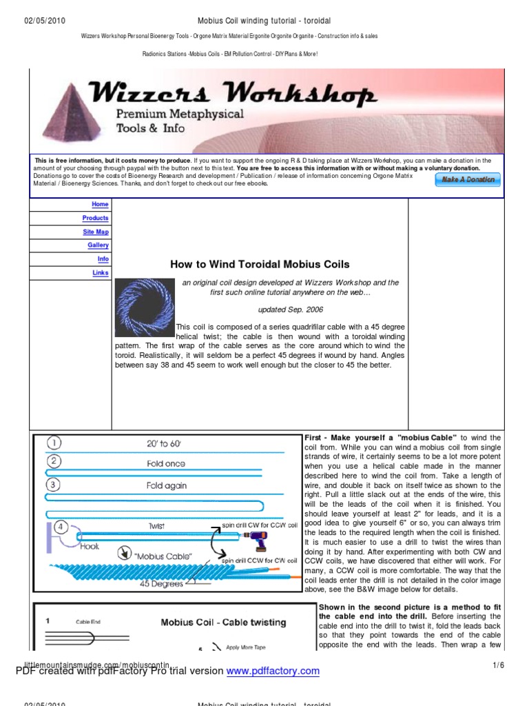 Mobius Coil Winding Tutorial - Toroidal | PDF | Wire | Electrical ...
