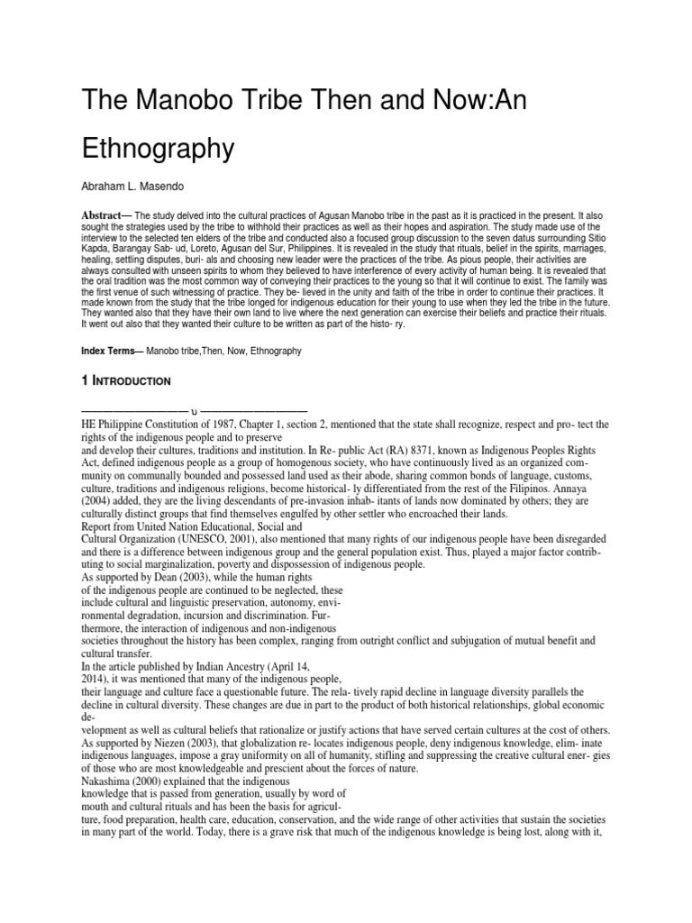 The Manobo Tribe Then and Now | PDF | Indigenous Peoples
