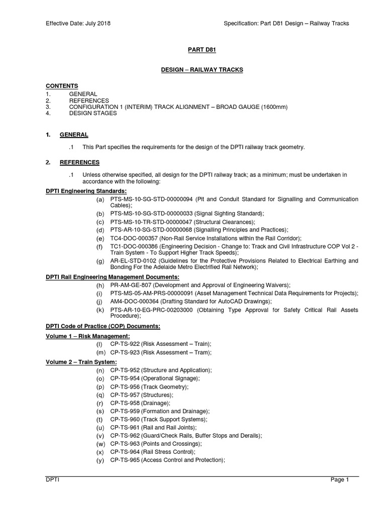 Railway Track Design Specification D81 | PDF | Track (Rail Transport ...