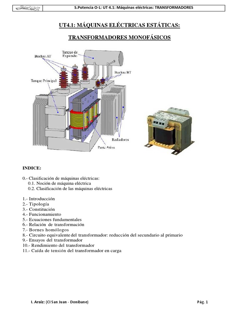 Partes y Tipos de Transformadores Eléctricos | PDF | Transformador ...