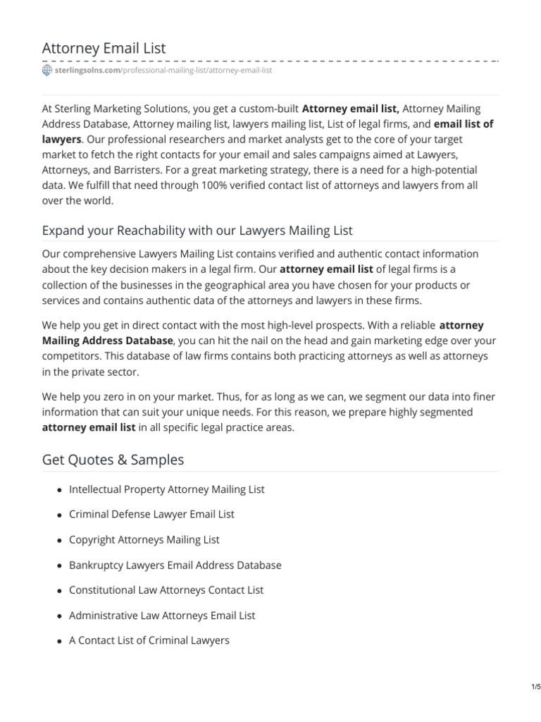 Attorney Email List PDF | PDF | Lawyer | Law Firm