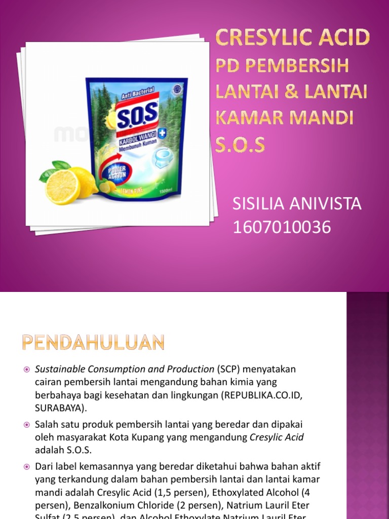 Cresylic Acid Dalam Pembersih Lantai & Lantai Kamar Mandi Merk S.O.S ...