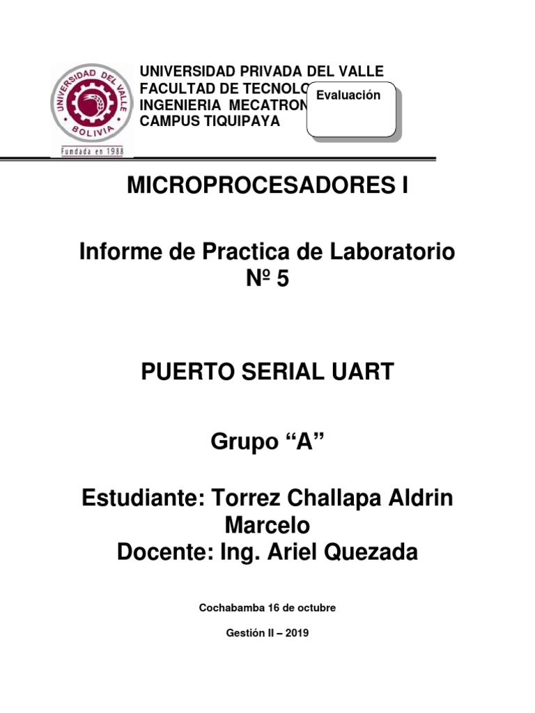 Informe Labo 5 de Microprocesadores Univalle | PDF | Microcontrolador | Poco