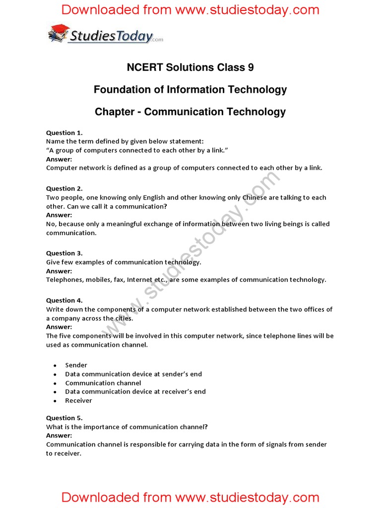 NCERT Solutions Class 9 Foundation of Information Technology ...