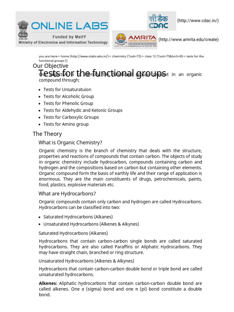 Tests For The Functional Groups (Theory) - Class 12 - Chemistry ...