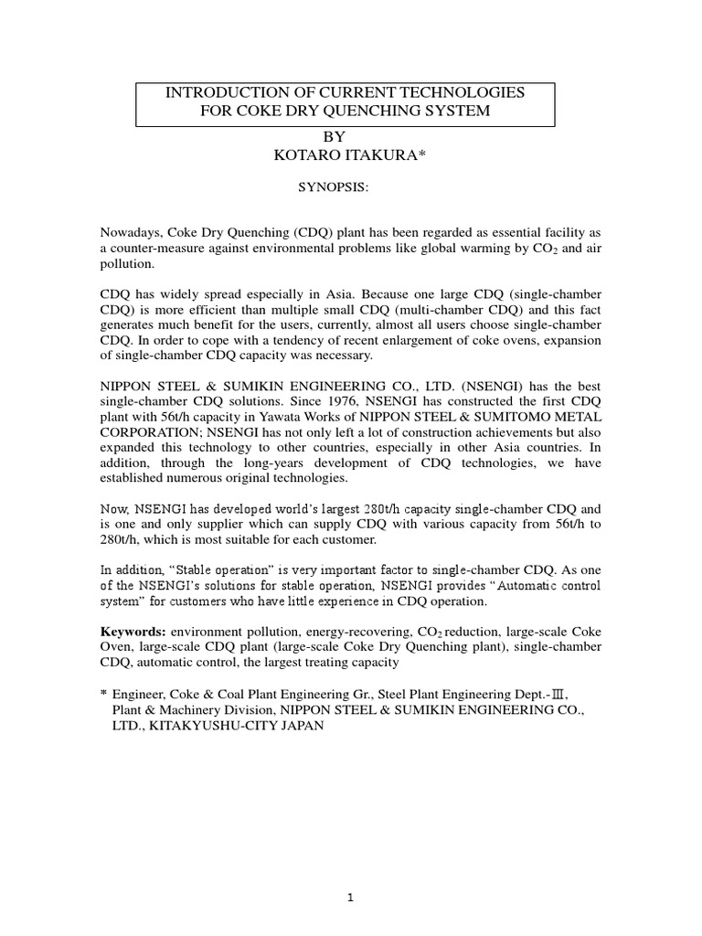 CDQ Presentation | PDF | Coke (Fuel) | Boiler