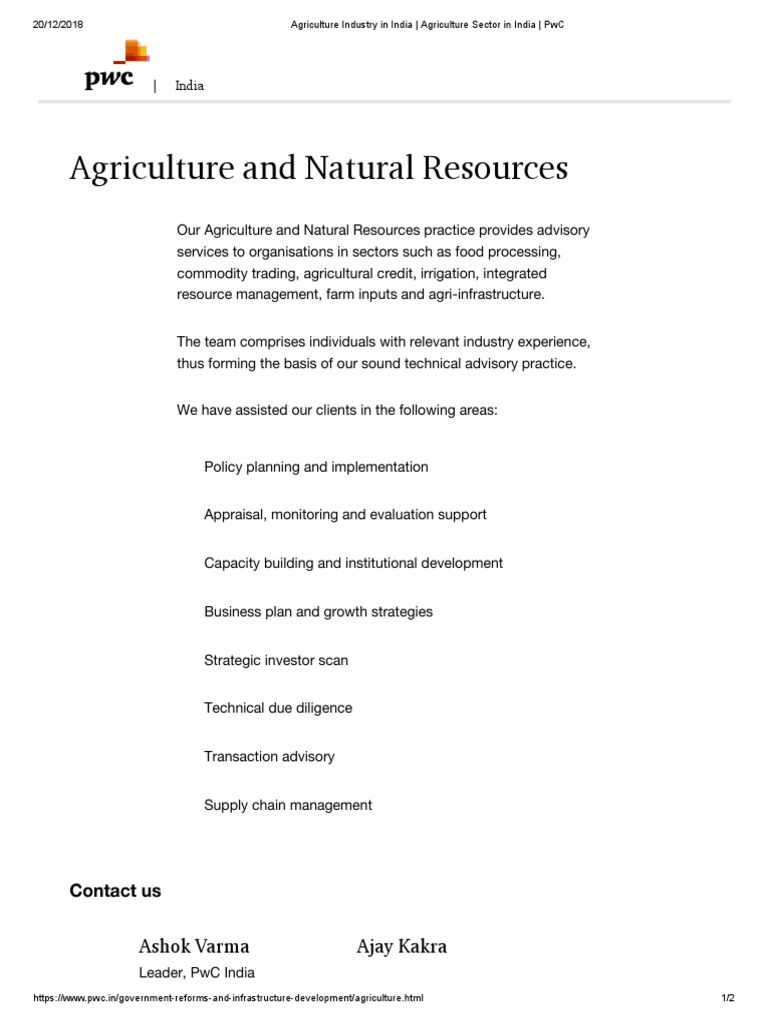 PWC Anr | PDF | Pricewaterhouse Coopers | Agriculture