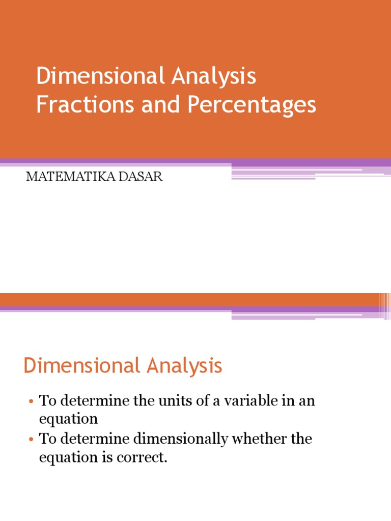 2019 Dimensional Analysis, Fraction and Percentage | PDF ...