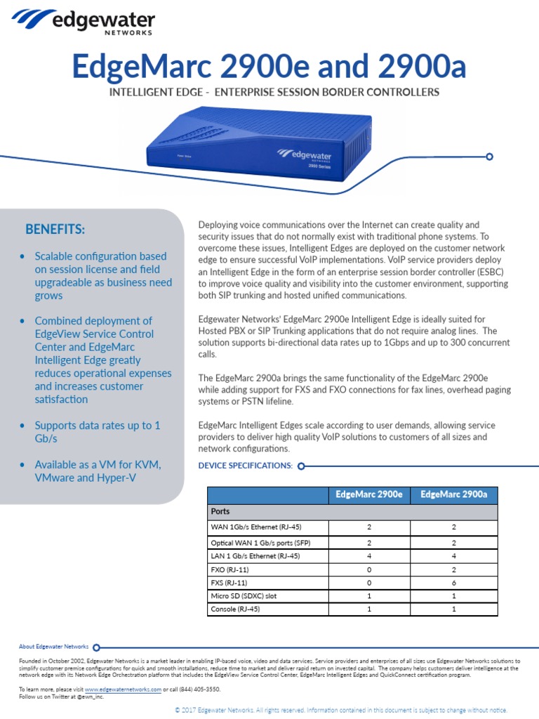 EdgeMarc 2900e and 2900a Ds | PDF | Voice Over Ip | Session Initiation ...