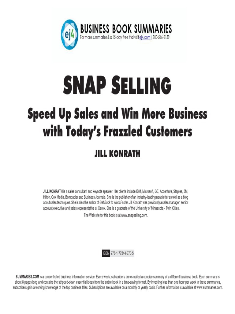 SNAP Selling Book Summary PDF | PDF | Decision Making | Sales