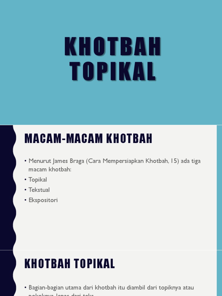 Khotbah Topikal: Panduan dan Contoh | PDF | Seni & Disiplin Bahasa ...