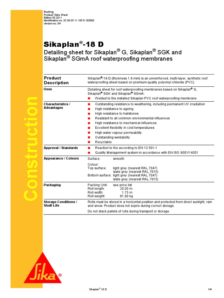 Sikaplan®-18 D | PDF | Welding | Construction