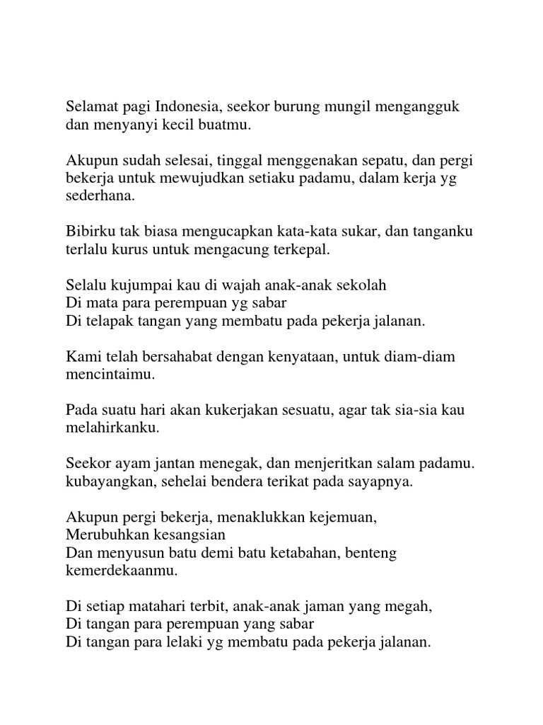 Puisi Selamat Pagi Indonesia | PDF