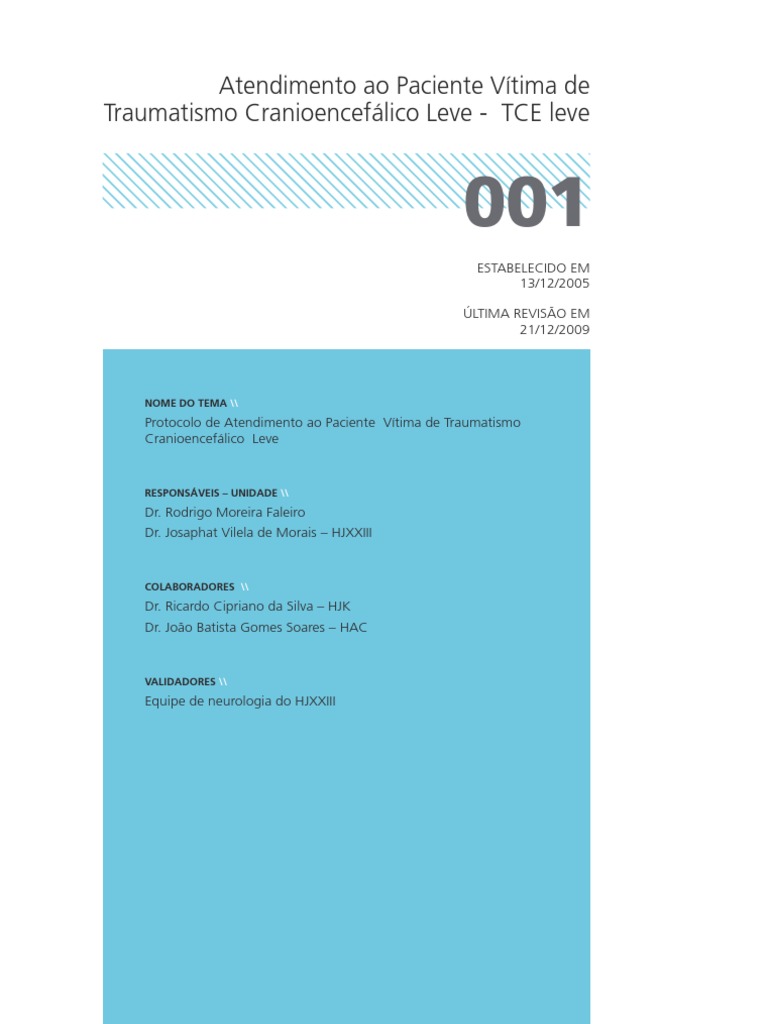 001 Atendimento Ao Paciente Vítima de Traumatismo Cranioencefálico Leve ...