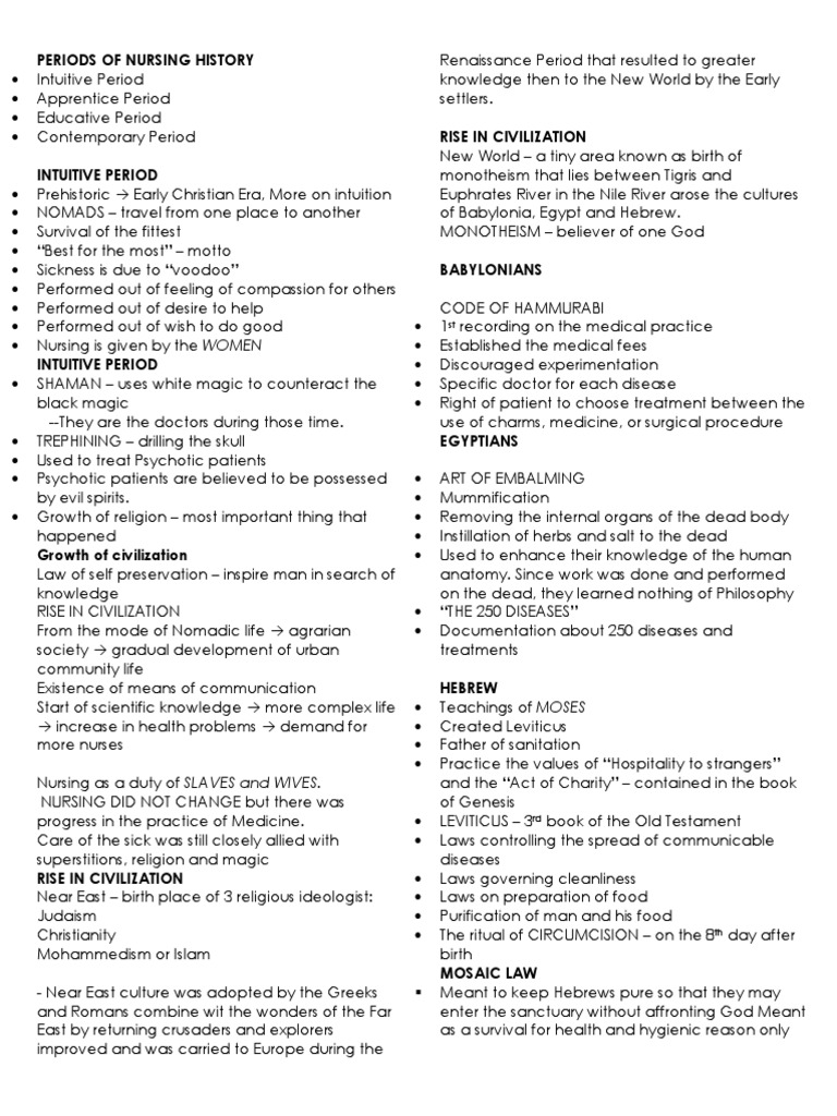 Periods of Nursing History | PDF | Florence Nightingale | Nursing