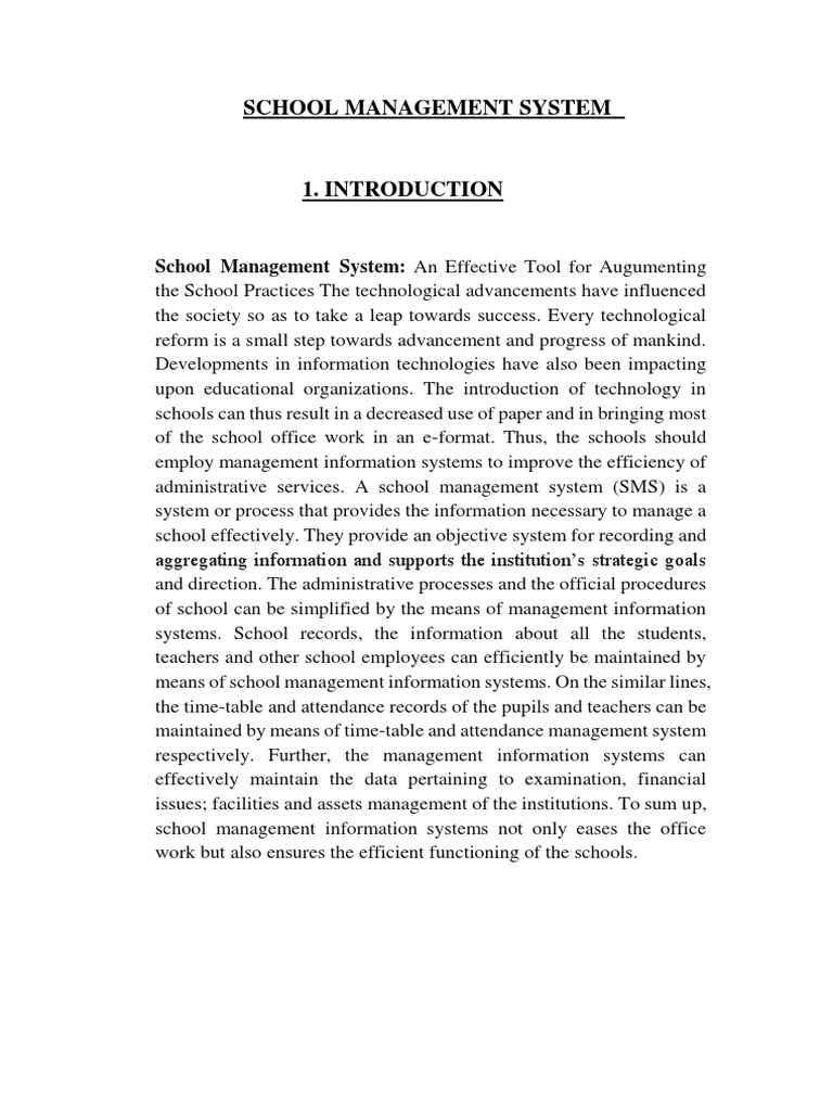 Objectives of School Management System | PDF | Teachers | Curriculum